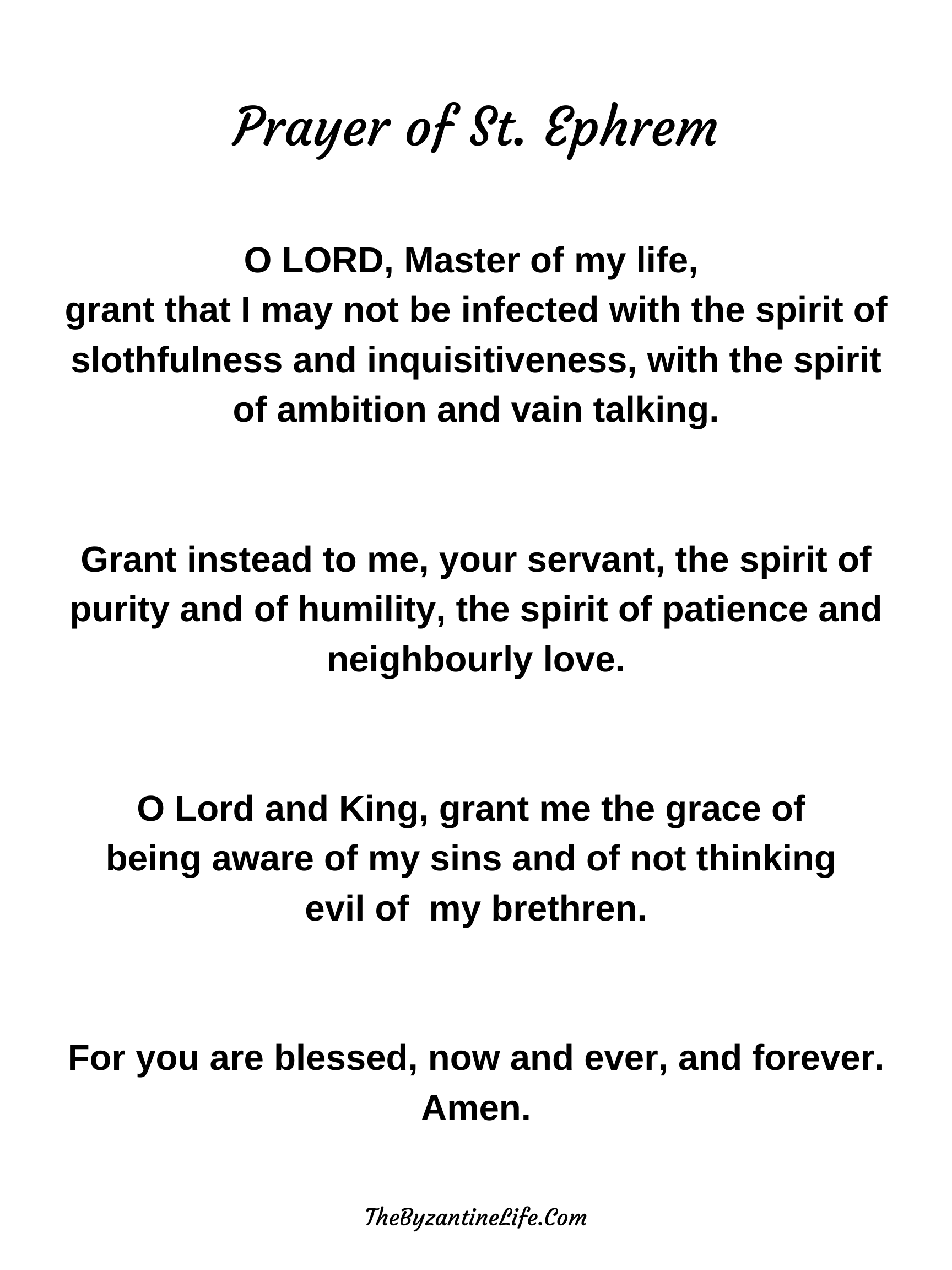 Prayer of St. Ephrem – Free Printables – The Byzantine Life